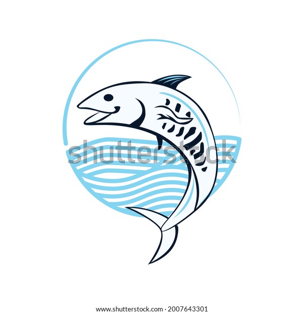 Mackerel Fish Logo On Ocean Stock Vector (Royalty Free) 2007643301 ...