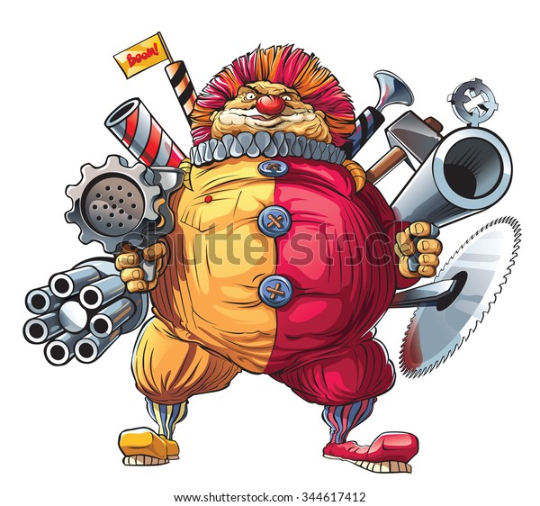 Mad Fat Clown Killer Guns Mad : image vectorielle de stock (libre de ...