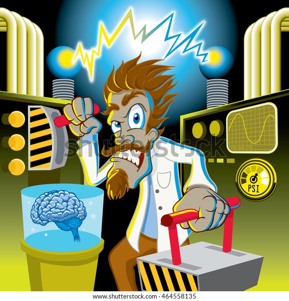 Mad Scientist Lab Conducting Experiment Electricity: เวกเตอร์สต็อก ...