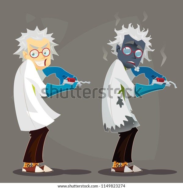 Mad Scientist Professor Lab Coat Blue Stock Vector (Royalty Free ...