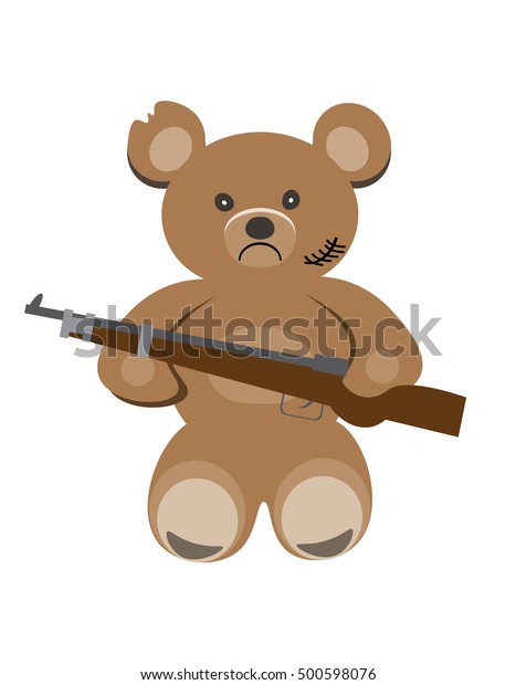 Mad Teddy Bear Gunweaponrifledangerous Teddy Bearteddy Stock Vector ...
