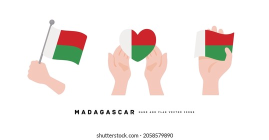 Madagascar Hand National Flag Icon Vector Stock Vector Royalty Free