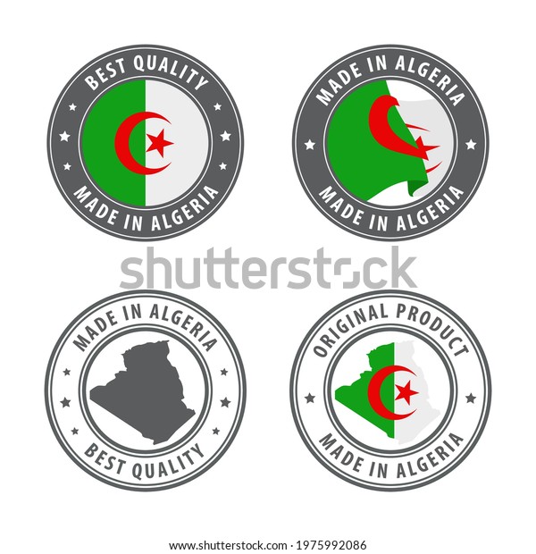 Made Algeria Set Labels Stamps Badges Stock Vector (Royalty Free ...