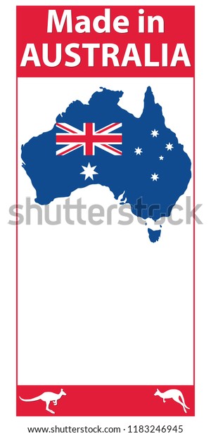 Made Australia Label Print Australian Map: เวกเตอร์สต็อก (ปลอดค่า ...