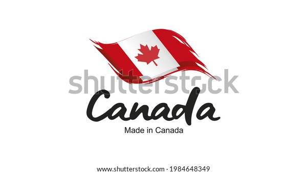 Made Canada Handwritten Flag Ribbon Typography Stock Vector (Royalty ...