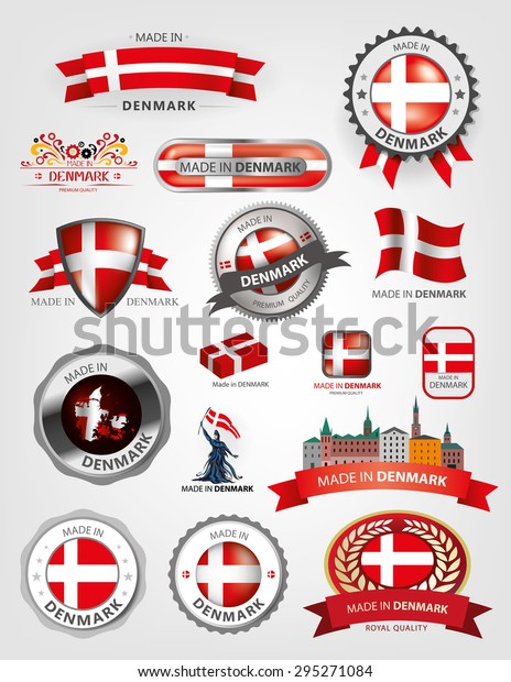 Made Denmark Seal Collection Danish Flag Stock Vector (Royalty Free ...