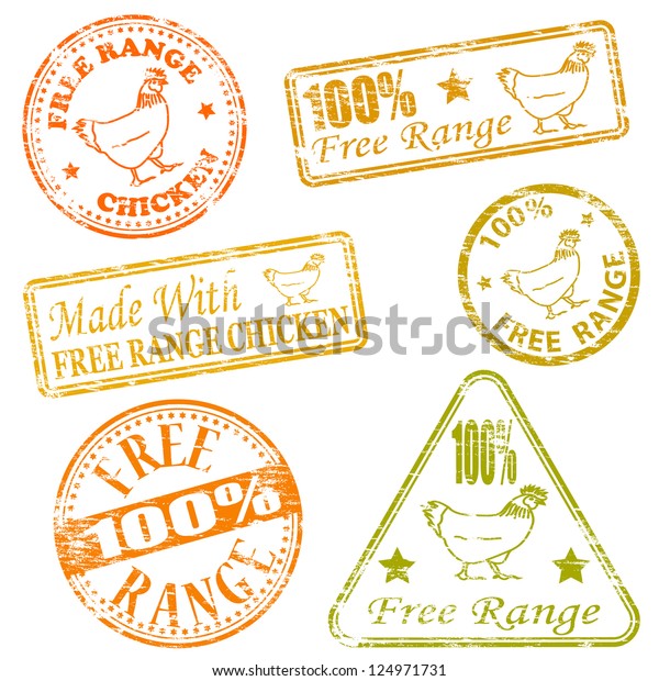 Made Free Range Chicken Rubber Stamp Stock Vector (Royalty Free) 124971731