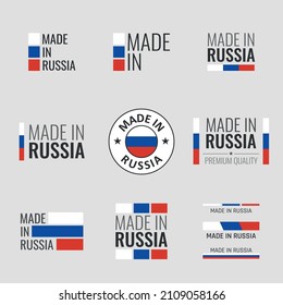 Made Russia Labels Set Russian Product Stock Vector (Royalty Free ...