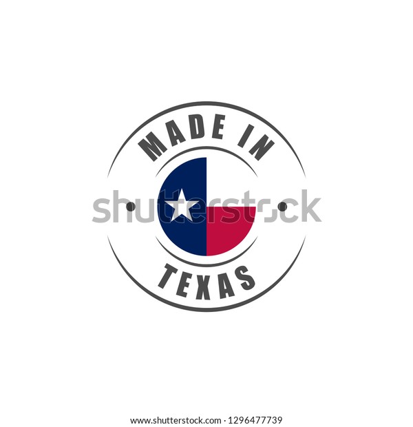 Made Texas Round Label Flag Texas Stock Vector (Royalty Free) 1296477739