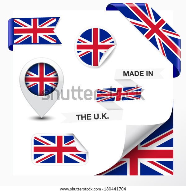 Made Uk Collection Ribbon Label Stickers Stock Vector (Royalty Free ...