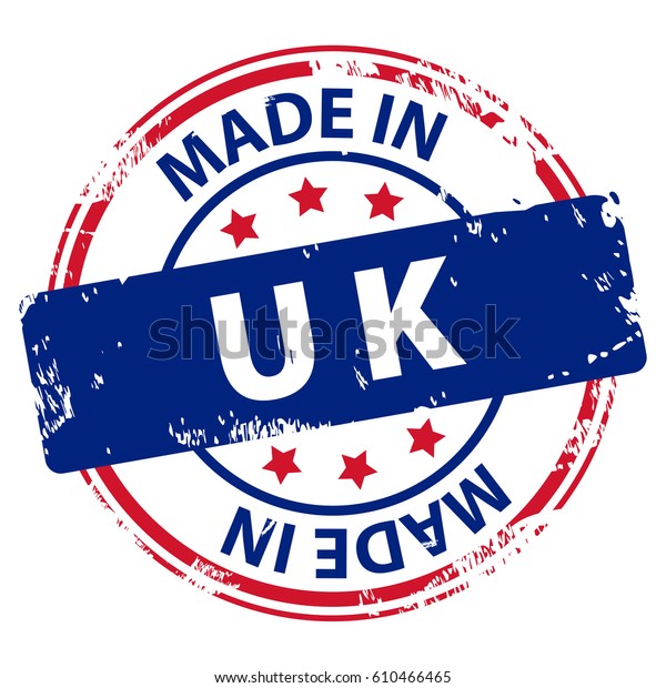 Made in UK or England rubber stamp icon isolated on white background ...