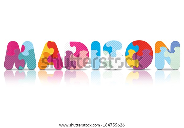 Madison Written Alphabet Puzzle Vector Illustration Stock Vector ...