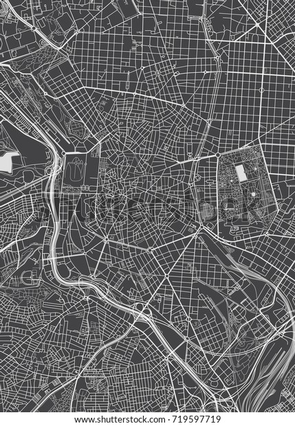 Madrid City Plan Detailed Vector Map Stock Vector (Royalty Free ...