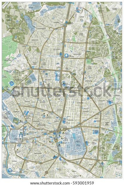 Mapa Callejero de Madrid. Ilustración vectorial.