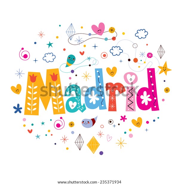 Madrid Typography Lettering Design Stock Vector (Royalty Free ...