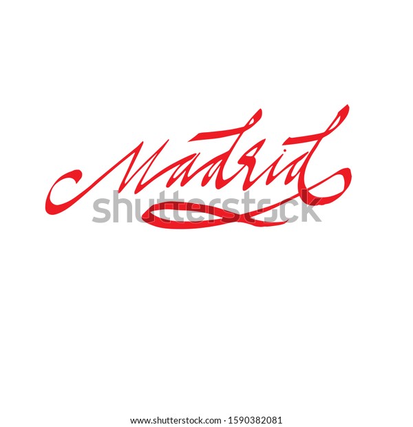 Madrid Word Written Calligraphy Postcard Banner Stock Vector (Royalty ...