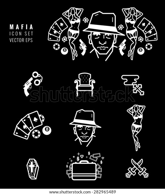 Mafia Icon Set Gangster Design Stock Vector (Royalty Free) 282965489 ...