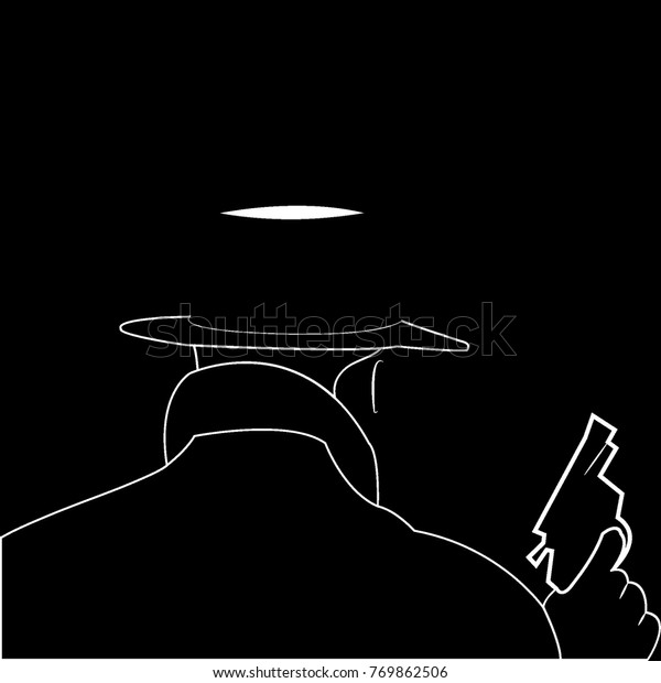 Mafia Man Gun Back View Silhouette Stock Vector (Royalty Free) 769862506