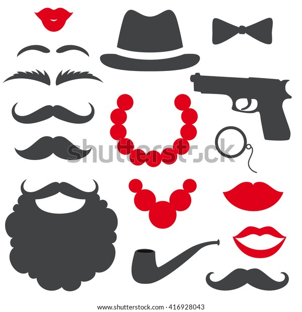Mafia Photo Booth Props Set Party: vetor stock (livre de direitos ...