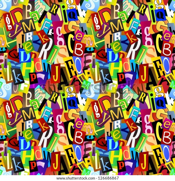 Magazine Letters Collage Seamless Vector Pattern Stock Vector (Royalty ...