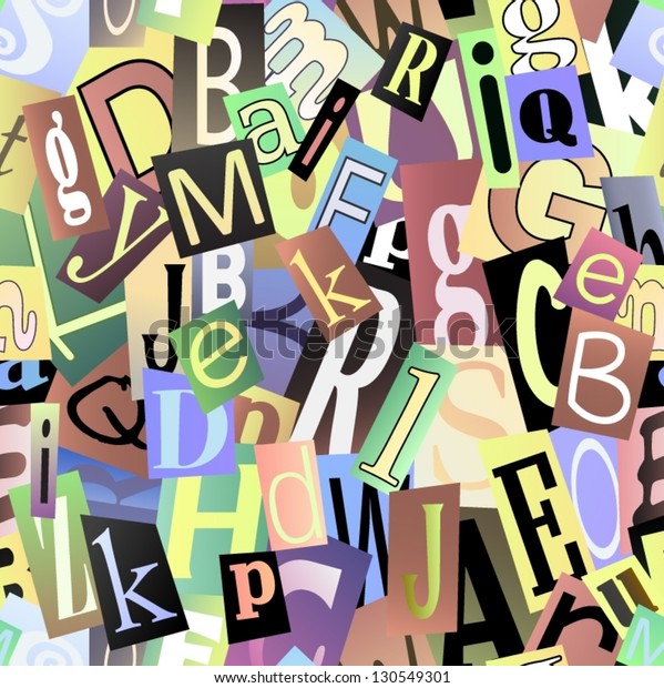 Magazine Letters Collage Seamless Vector Pattern Stock Vector (Royalty ...