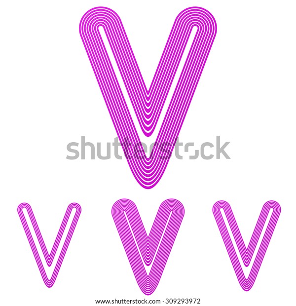 Magenta Line V Logo Design Set Stock Vector (Royalty Free) 309293972 ...