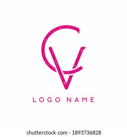 Magenta Pink Cv Initial Letter Vector Stock Vector (Royalty Free ...