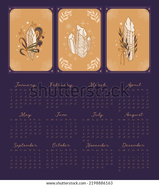 Magic Calendar 2023 Crystal Set Sprigs Stock Vector (Royalty Free ...