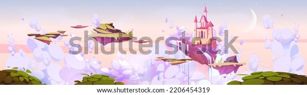 Magic Castle On Floating Island Pink Stock Vector (Royalty Free ...