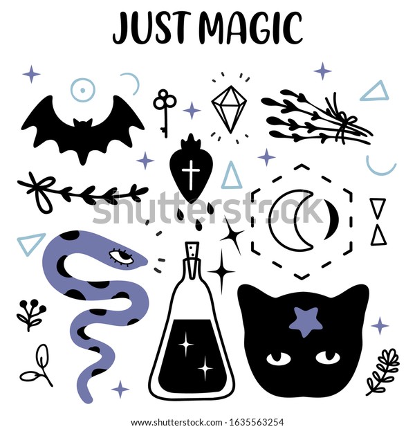 Magic Clipart Set Stickers Clothing Paper Stock Vector (Royalty Free ...