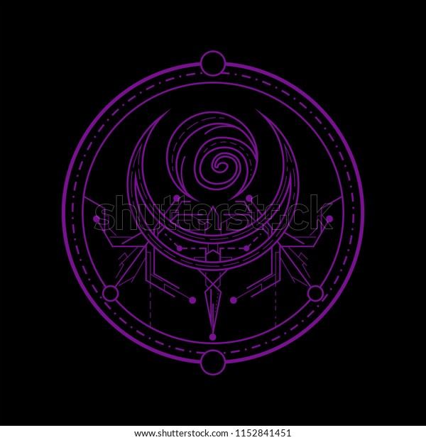 Magic Elemental Rune Dark Line Art Stock Vector (Royalty Free) 1152841451