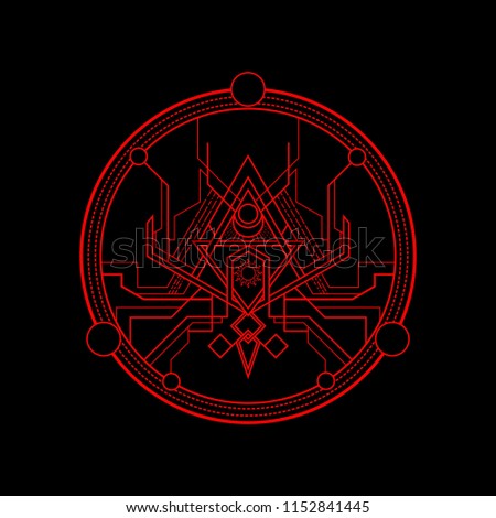 Magic Elemental Rune Fire Line Art Stock Vector (Royalty Free ...