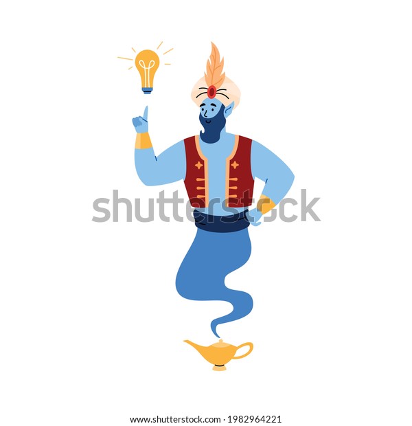 Magic Fairy Tale Genie Flies Out Stock Vector (Royalty Free) 1982964221 ...