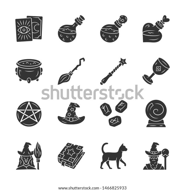 Magic Glyph Icons Set Witchcraft Sorcery Stock Vector (Royalty Free ...