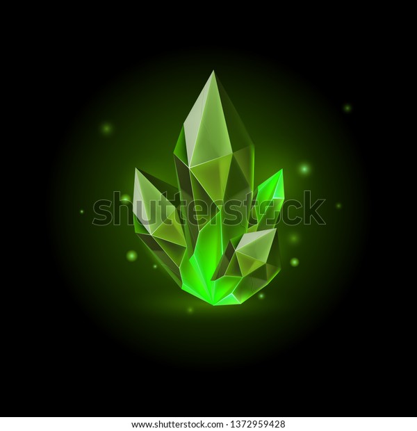 Magic Green Crystal Sparkle Decoration Icon Stock Vector (Royalty Free ...