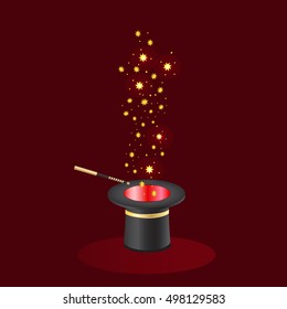 Magic Hat Stars Flying Out Vector Stock Vector (Royalty Free) 498129583 ...