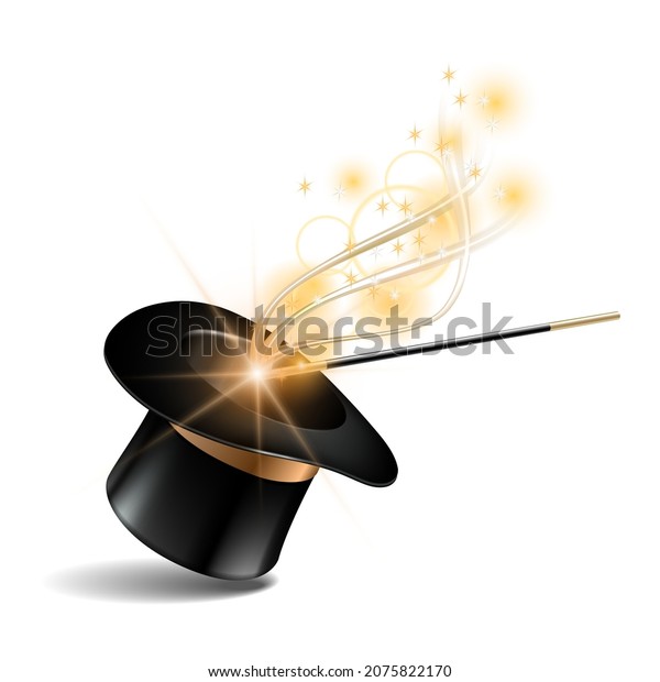 Magic Hat Wand Magical Gold Sparkle Stock Vector (Royalty Free ...