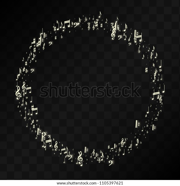 Magic Musical Notes On Black Background Stock Vector (Royalty Free ...