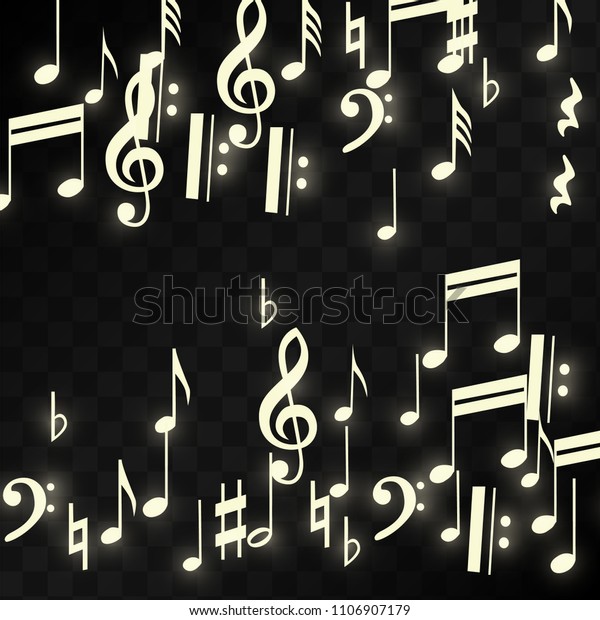 Magic Musical Notes On Black Background Stock Vector (Royalty Free ...