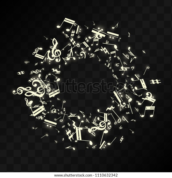 Magic Musical Notes On Black Background Stock Vector (Royalty Free ...