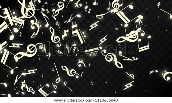 Magic Musical Notes On Black Background Stock Vector (Royalty Free ...