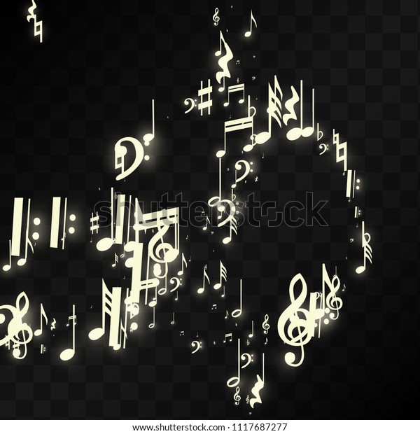 Magic Musical Notes On Black Background Stock Vector (Royalty Free ...