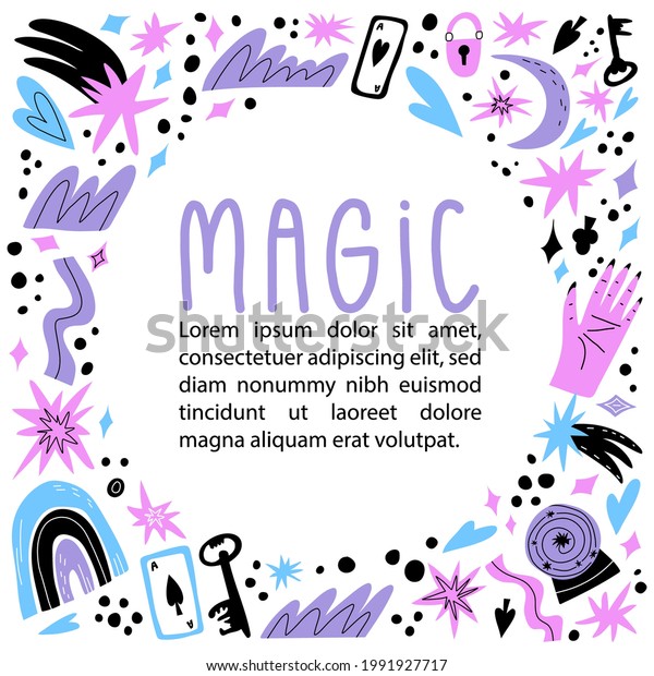 Magic Mystical Symbols Frame Hand Lettering Stock Vector (Royalty Free ...