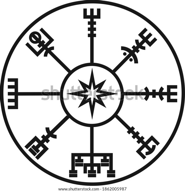 Magic Navigation Compass Ancient Icelandic Vikings Stock Vector ...