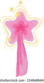 Magic Pink Dripping Wand Star Clipart Stock Vector (Royalty Free ...