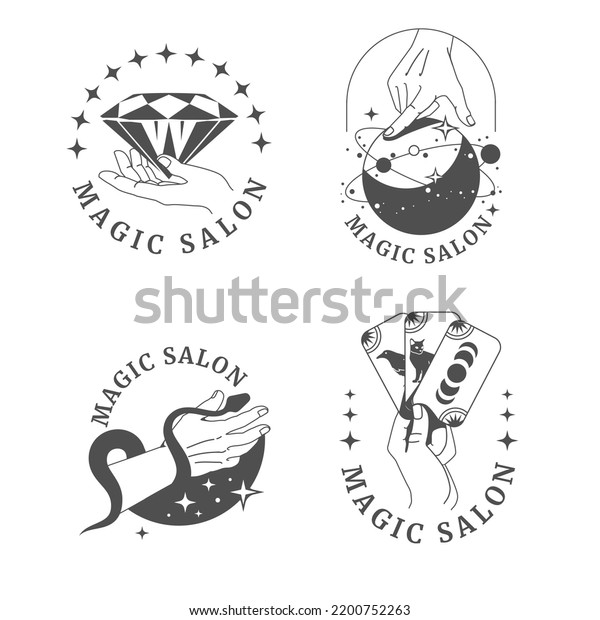 Magic Salon Emblems Element Playing Cards Stock Vector (Royalty Free ...
