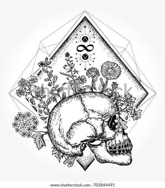 Magic Skull Tattoo Tshirt Design Symbol Stock Vector (Royalty Free ...
