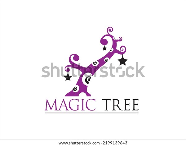 Magic Tree Forest Nature Fantasy Logo Stock Vector (Royalty Free ...