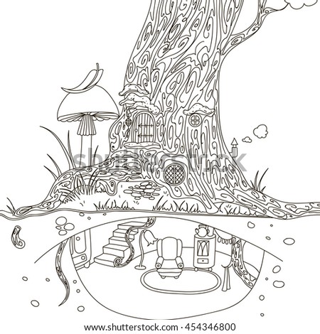 Magic Tree House Hand Drawing Isolated Stock Vector (Royalty Free ...