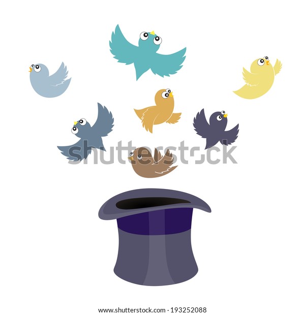 Magic Trick Cartoon Birds Flying Magic Stock Vector (Royalty Free ...